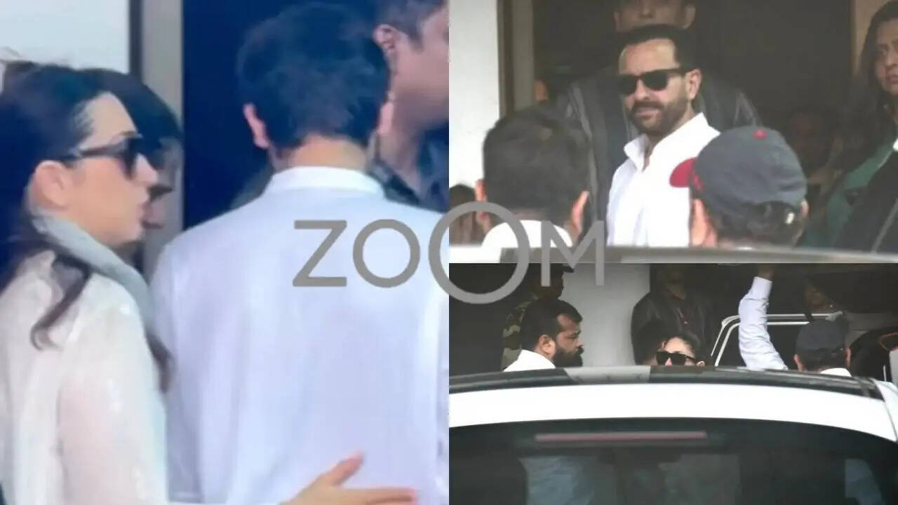 Karisma Kapoor, along with Kareena and Saif Ali Khan, departs for Delhi ...