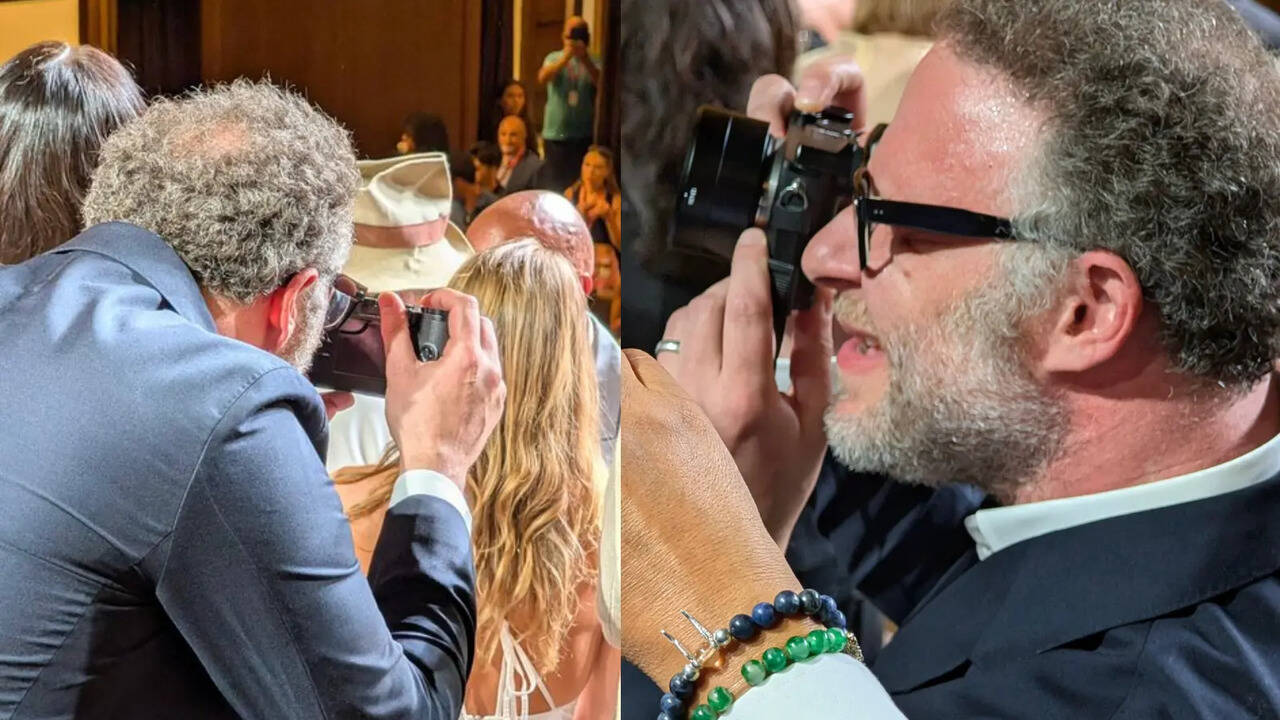 Seth Rogen Seen Capturing Photos at the Premiere of Smashing Machine in ...