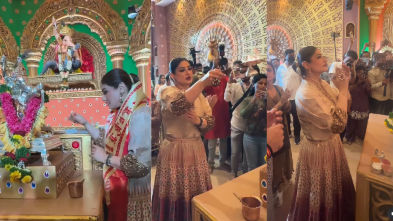 Raveena Tandon Attends the Historic Shrimant Bhausahab Rangari Pandal ...