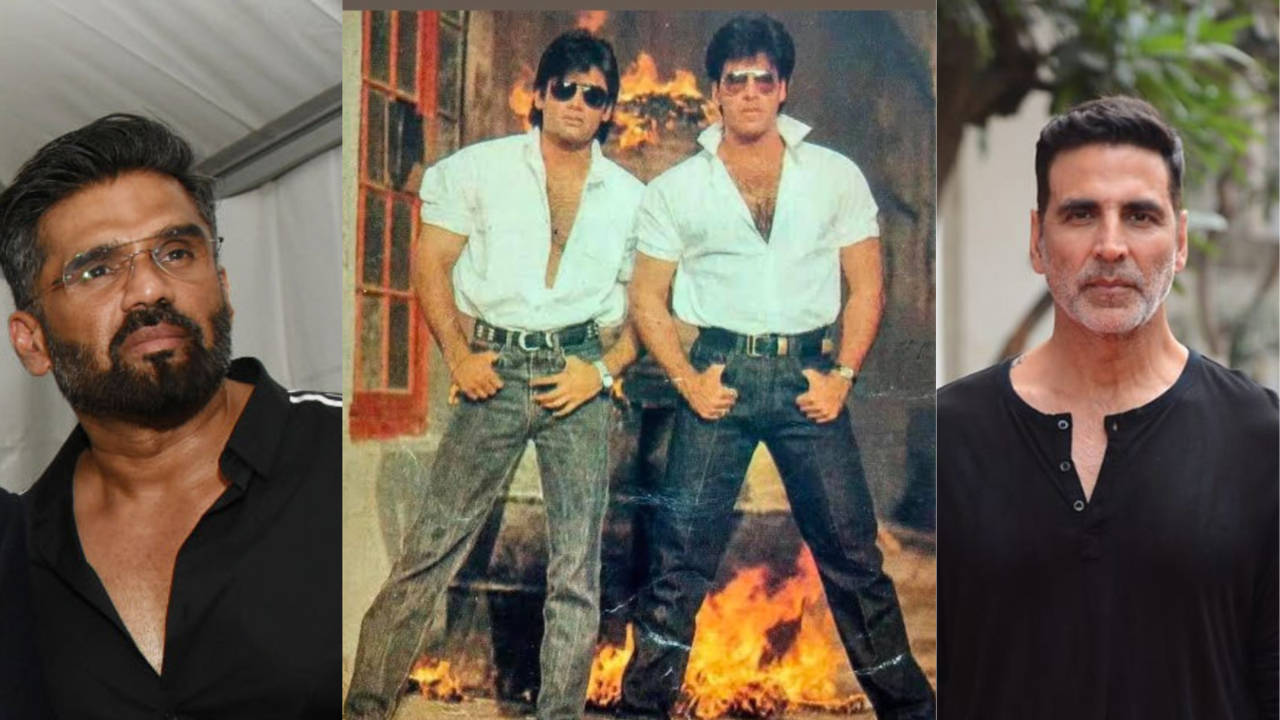 The Hera Pheri pair, Akshay Kumar and Suniel Shetty, exude style in a unique throwback photo as ...