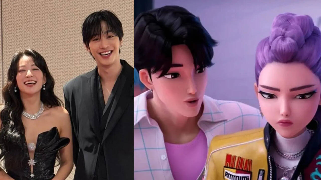 Arden Cho, Ahn Hyo Seop, also known as Rumi, and Jinu from KPop Demon ...