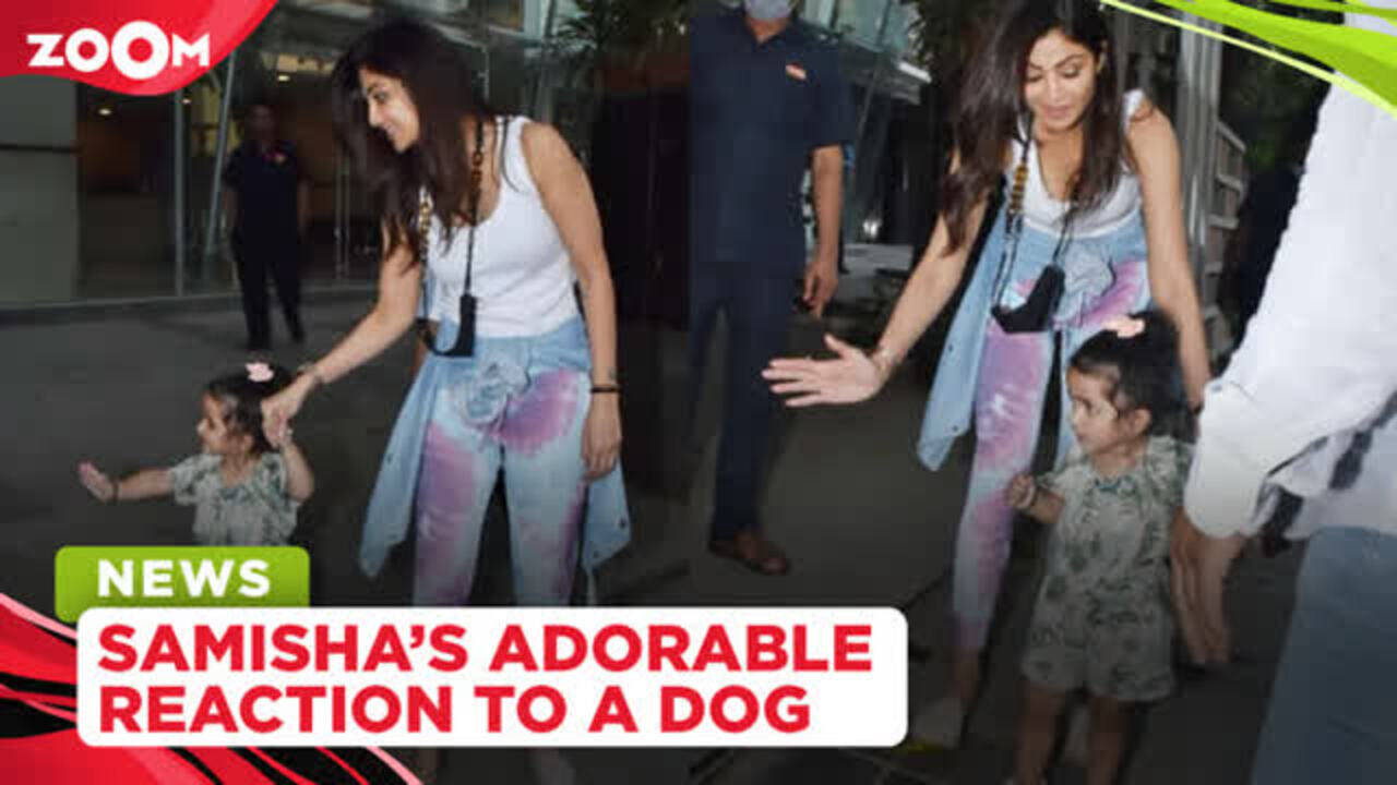 Shilpa Shetty's daughter Samisha gives a flying kiss to a dog, videos ...