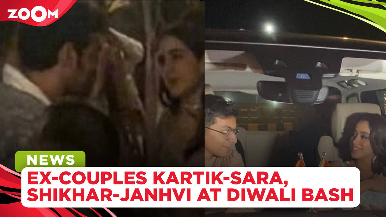 Ex-couples Sara Ali Khan-Kartik Aaryan & Janhvi Kapoor-Shikhar Pahariya PATCH UP at Diwali bash ...