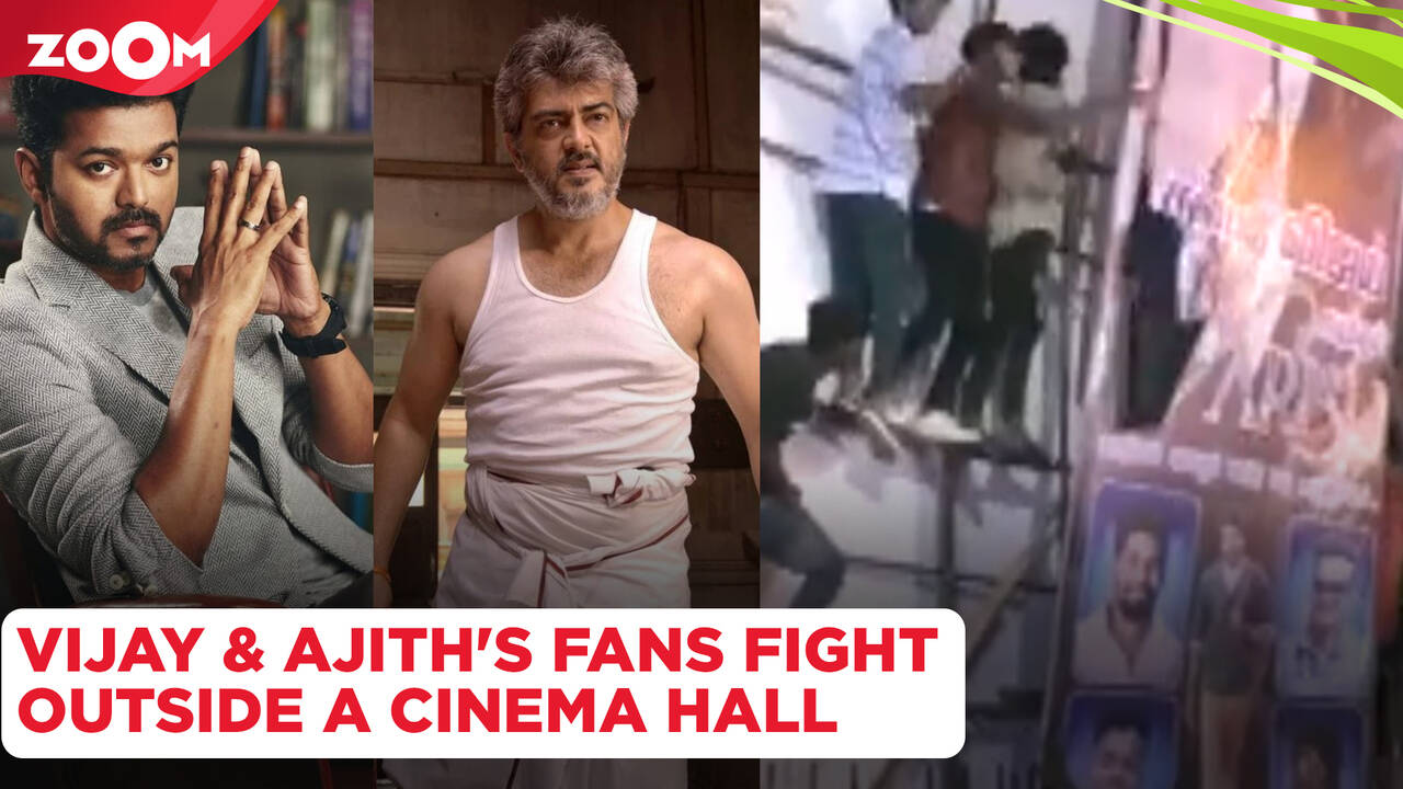 Thalapathy Vijay and Ajith Kumar's fans FIGHT & tear posters outside a ...