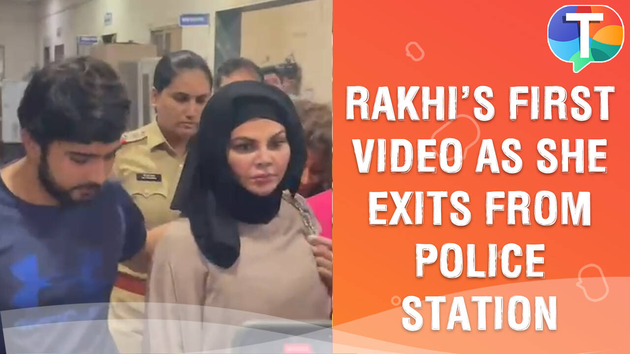 Rakhi Sawant EXITS from police station wearing a Hijab after investigation in Sherlyn Chopra ...
